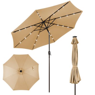 3M Sombrilla Solar de Playa Plegable con 24 Luces LED Parasol ...