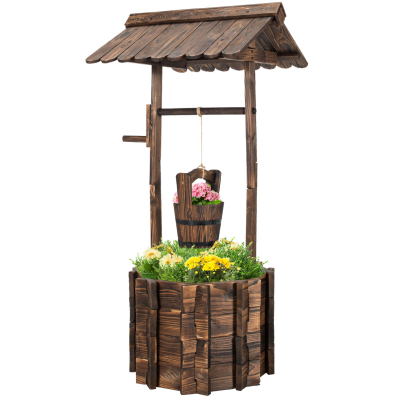 Pozo de Madera Decorativo Pozo Rústico con Cubo Sombra Interna Pozo ...